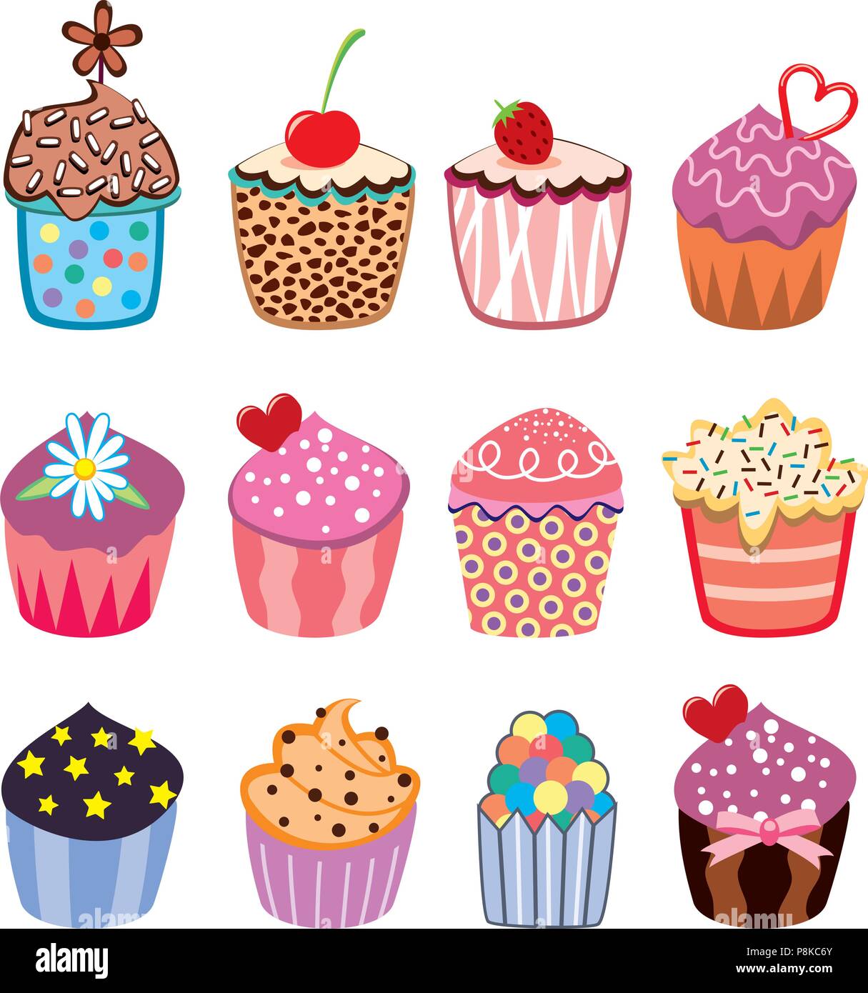vector set of colorful cupcakes Stock Vector Image & Art - Alamy
