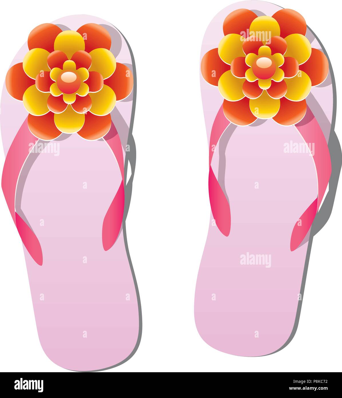 Pink floral flip flops Stock Vector Images - Alamy