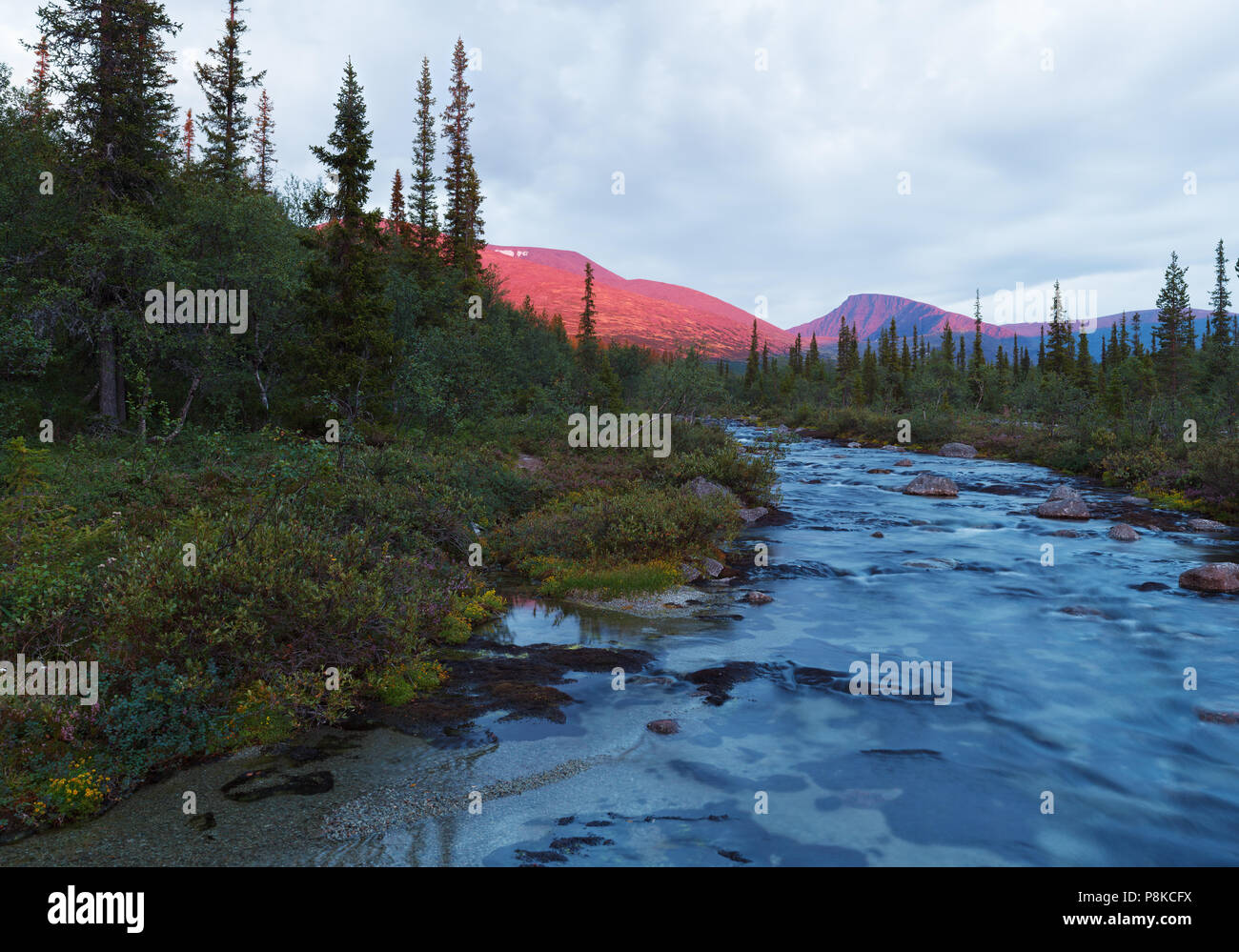 Mountain river landscape in tundra Stock Photo - Alamy