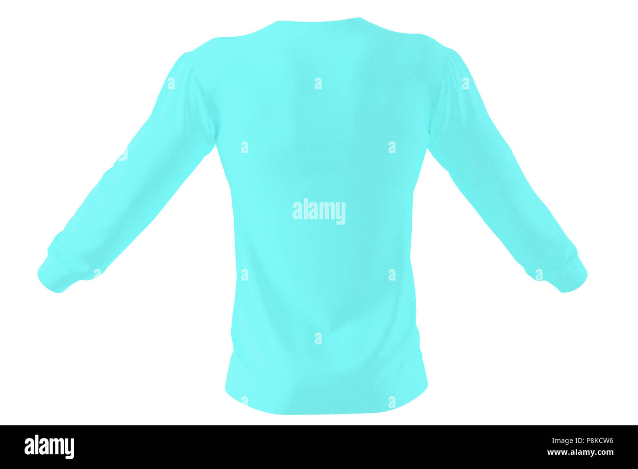 Long sleeve cyan t-shirt. Isolated on white background. Include ...