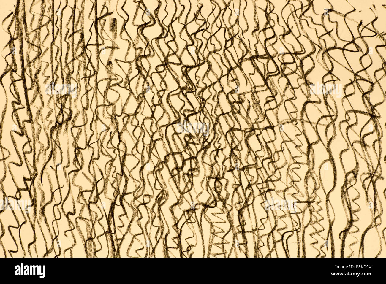 charcoal pattern drawing on yellow paper background texture macro Stock ...