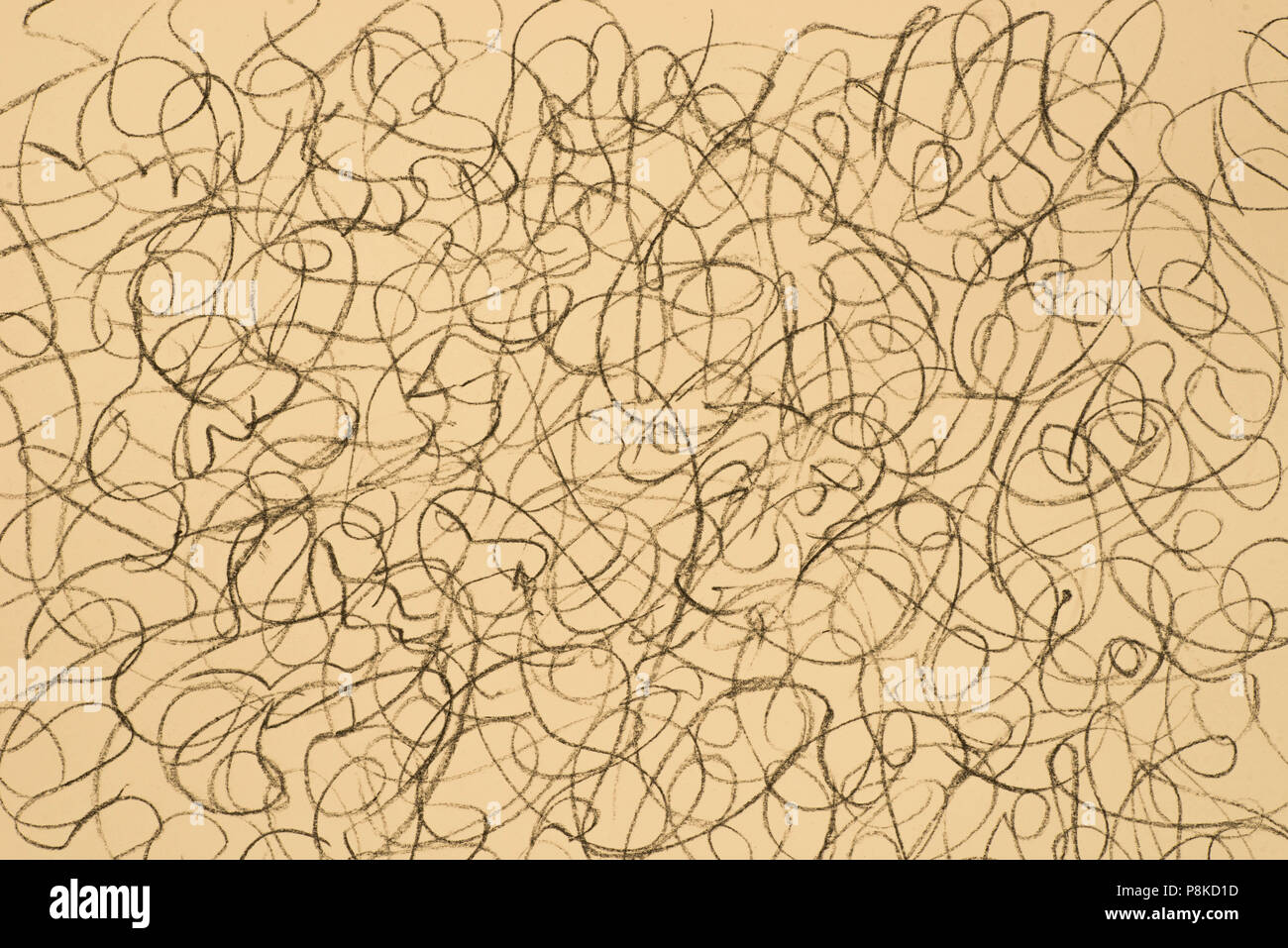 charcoal pattern drawing on yellow paper background texture macro Stock ...