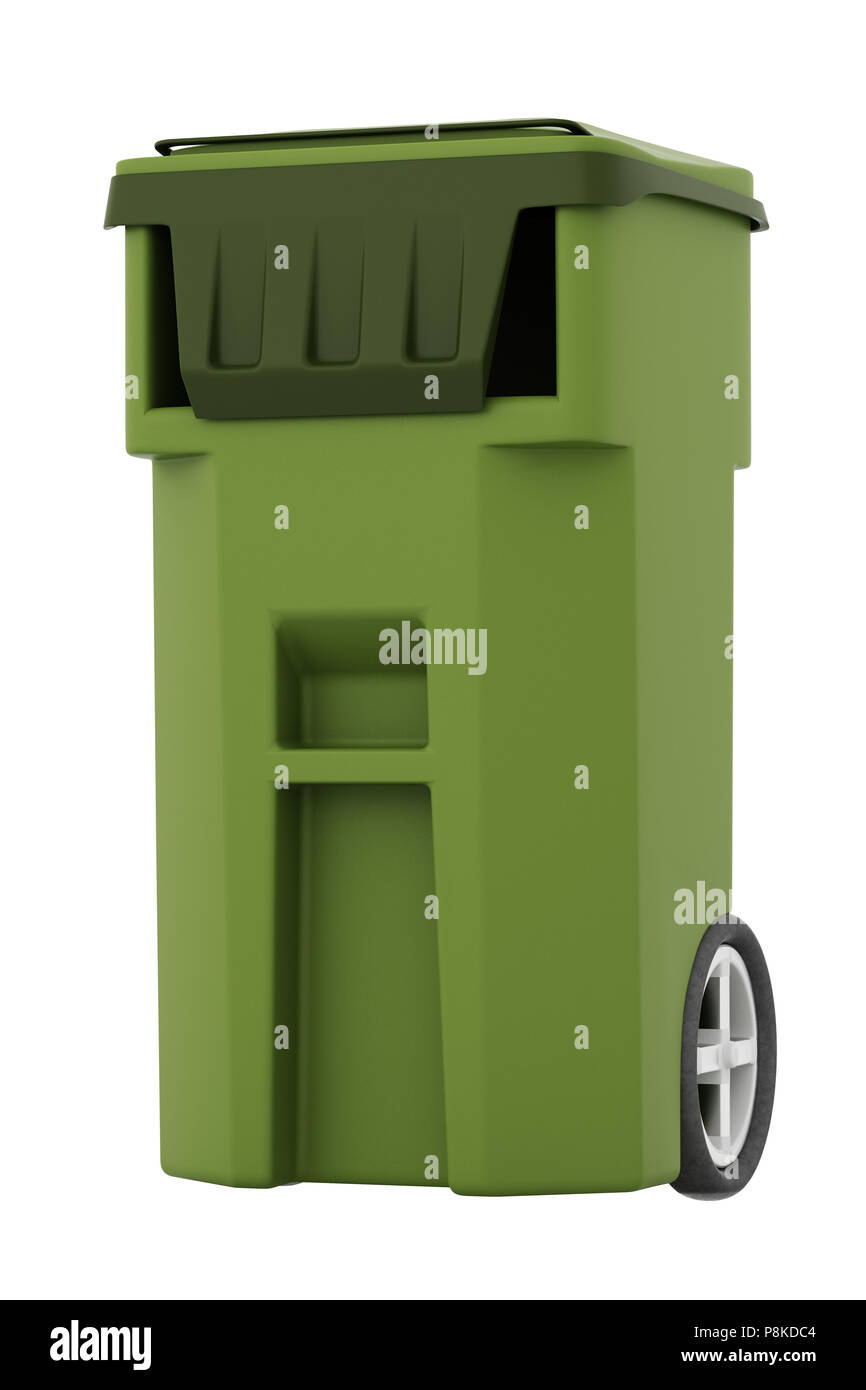 Green garbage, trash bin isolated on white background. Include clipping ...