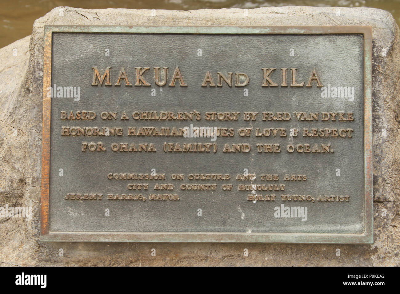 Statue of Makua and Kila. Based on a children's story entitled Makua ...