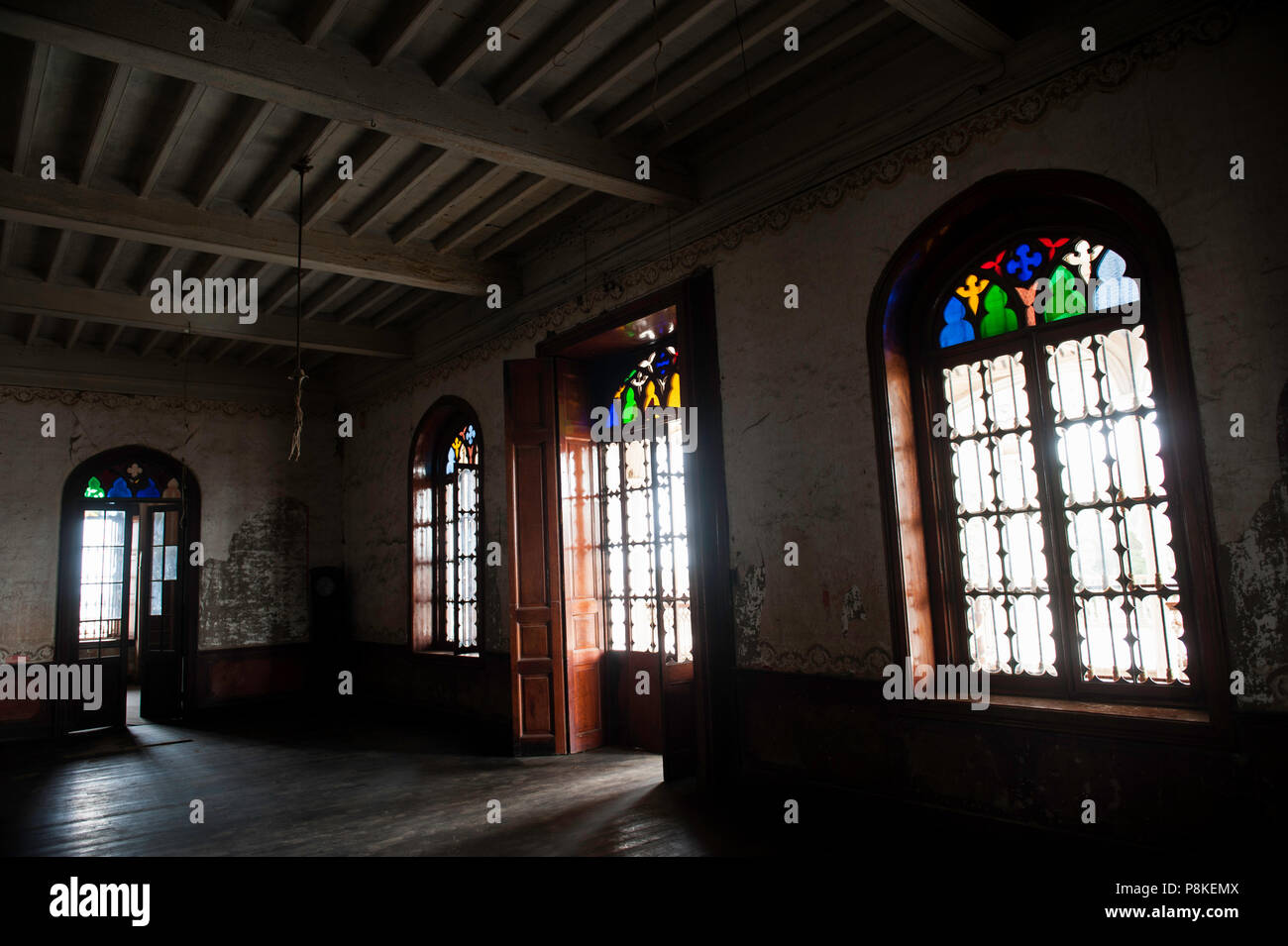 stained glass window of colored glass Stock Photo - Alamy