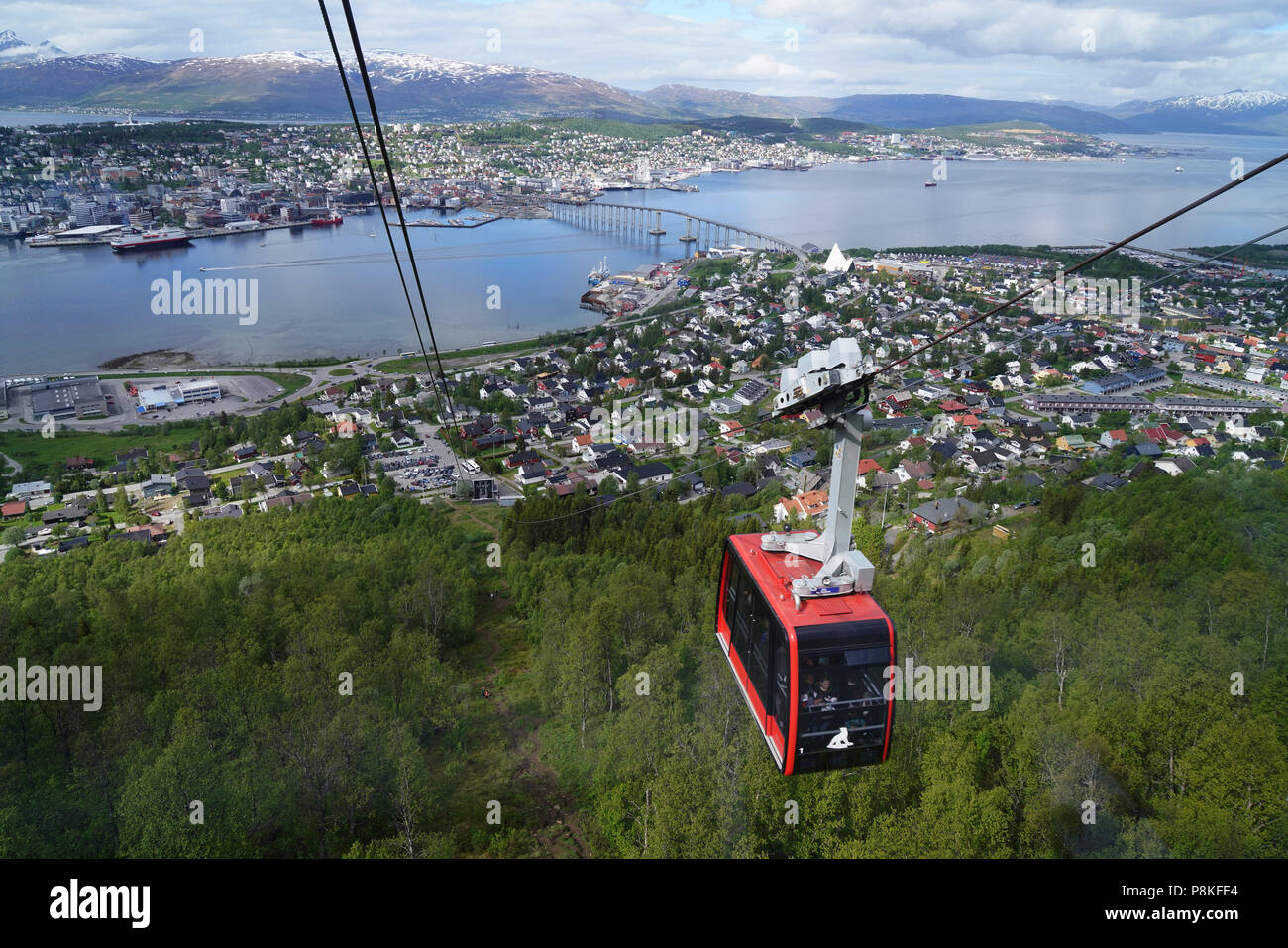 Tromso, Norway, The cable car runs from Solliveien in Tromsdalen up to ...