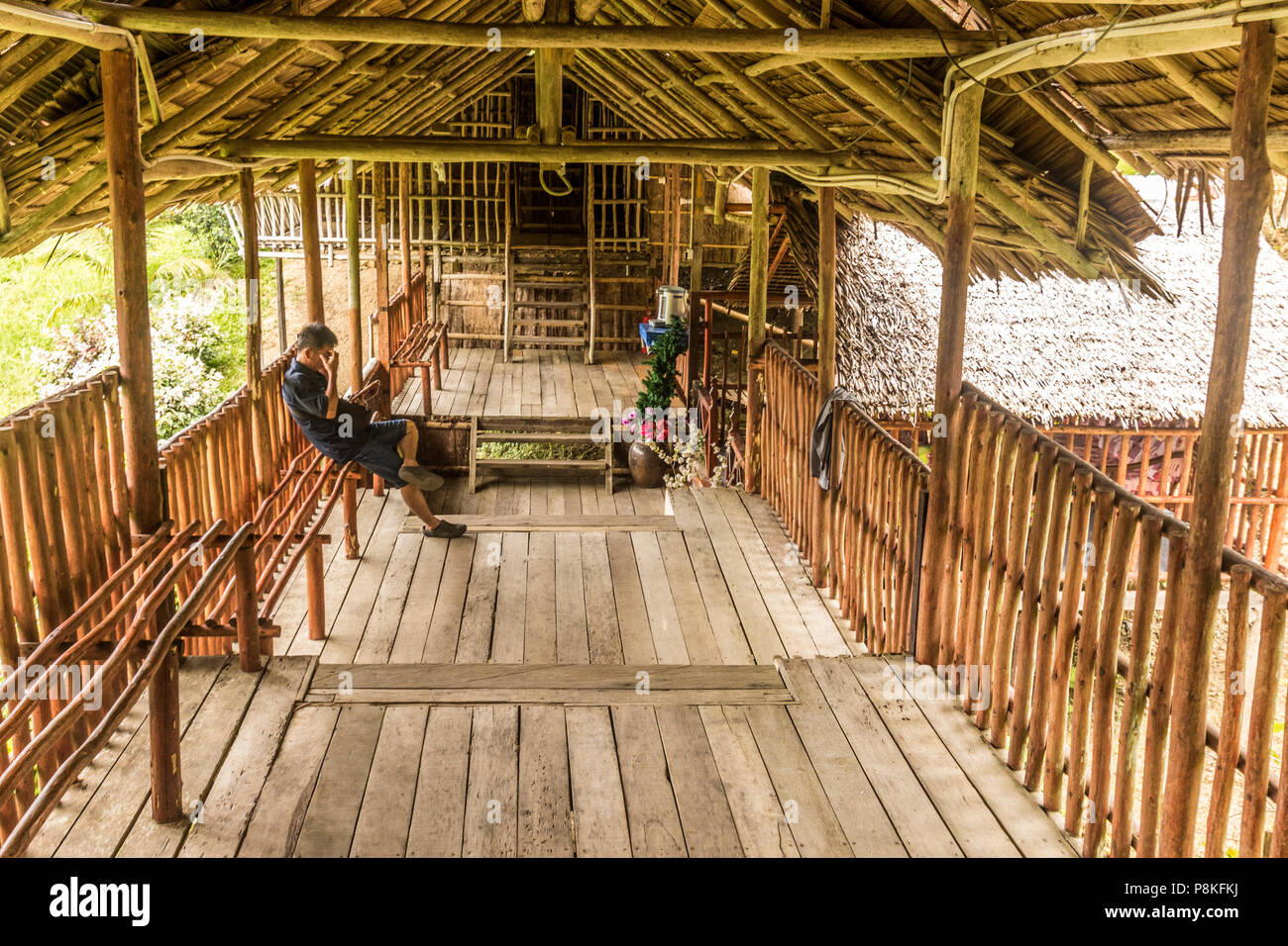 Traditional rungus longhouse kampung bavanggazo Sabah Malaysia Island ...