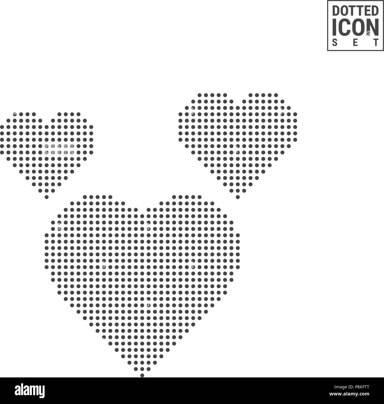 Hearts Dot Pattern Icon. Hearts Dotted Icon Isolated on White ...