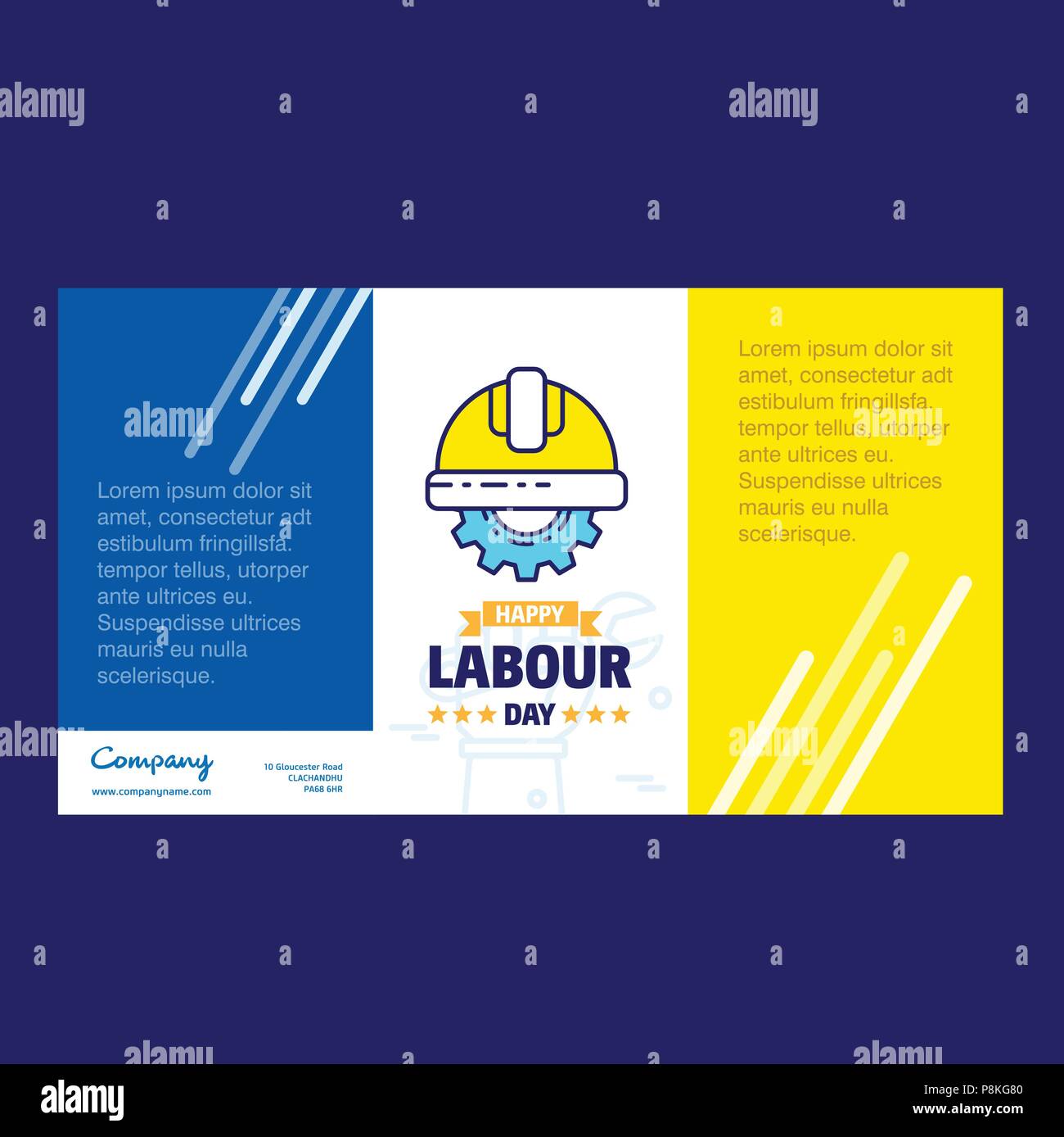 Happy Labour day design with blue and yellow theme vector with setting ...