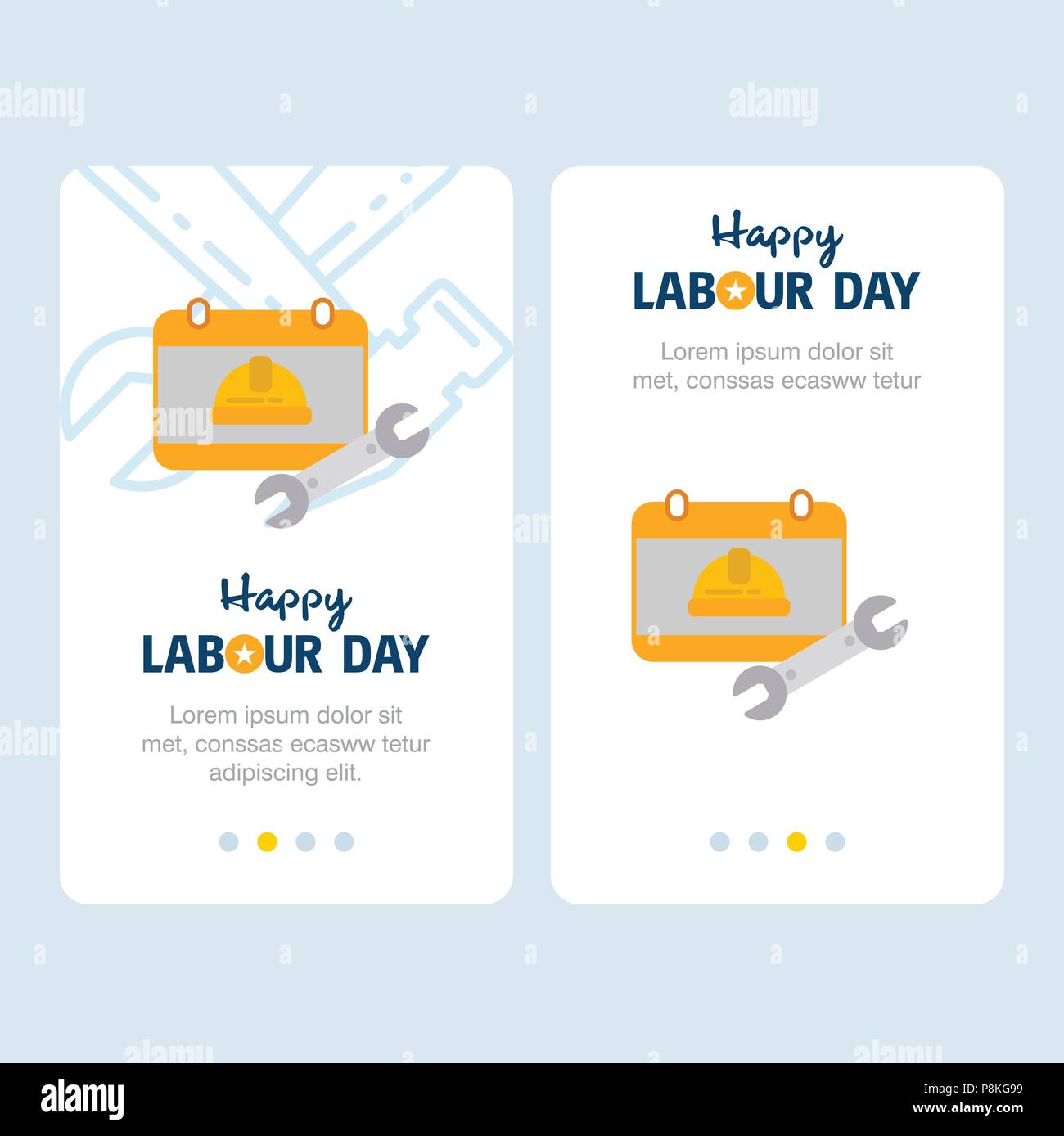 Happy Labour day design with yellow and blue theme vector with labours tool logo vector. For web ...