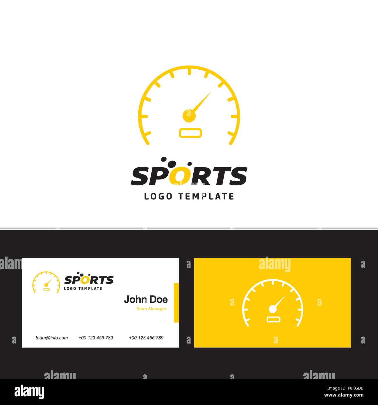 Business card of sports with yellow and white theme with sports logo ...