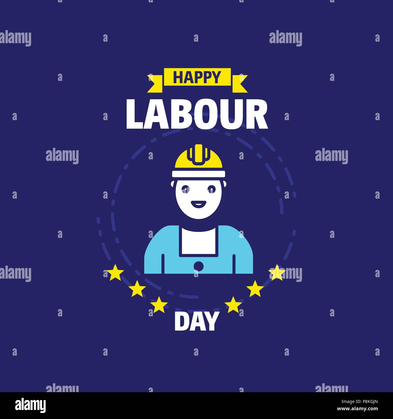 Happy Labour day design with blue and yellow theme vector with labor ...