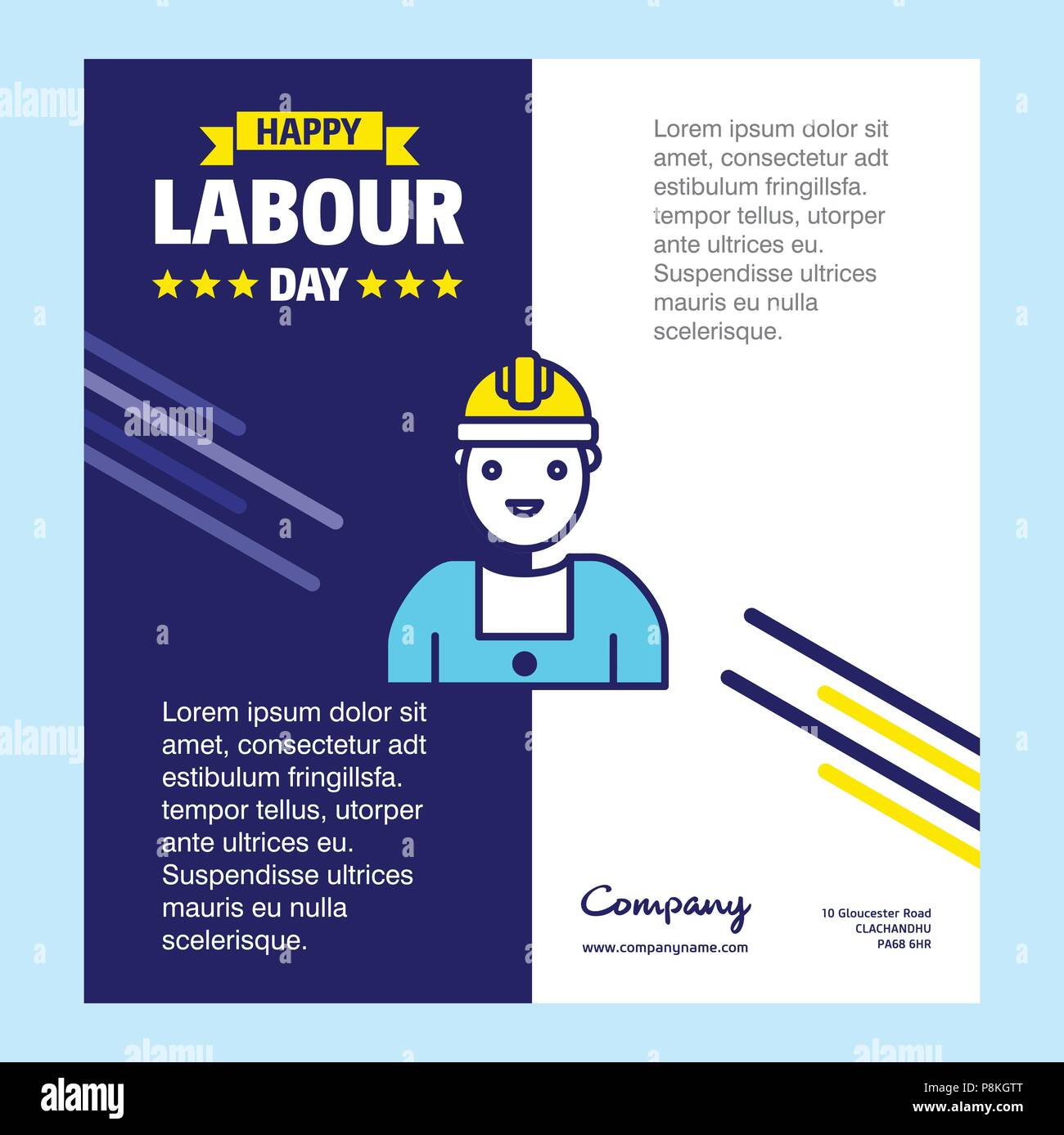 Happy Labour day design with blue and yellow theme vector with labor ...