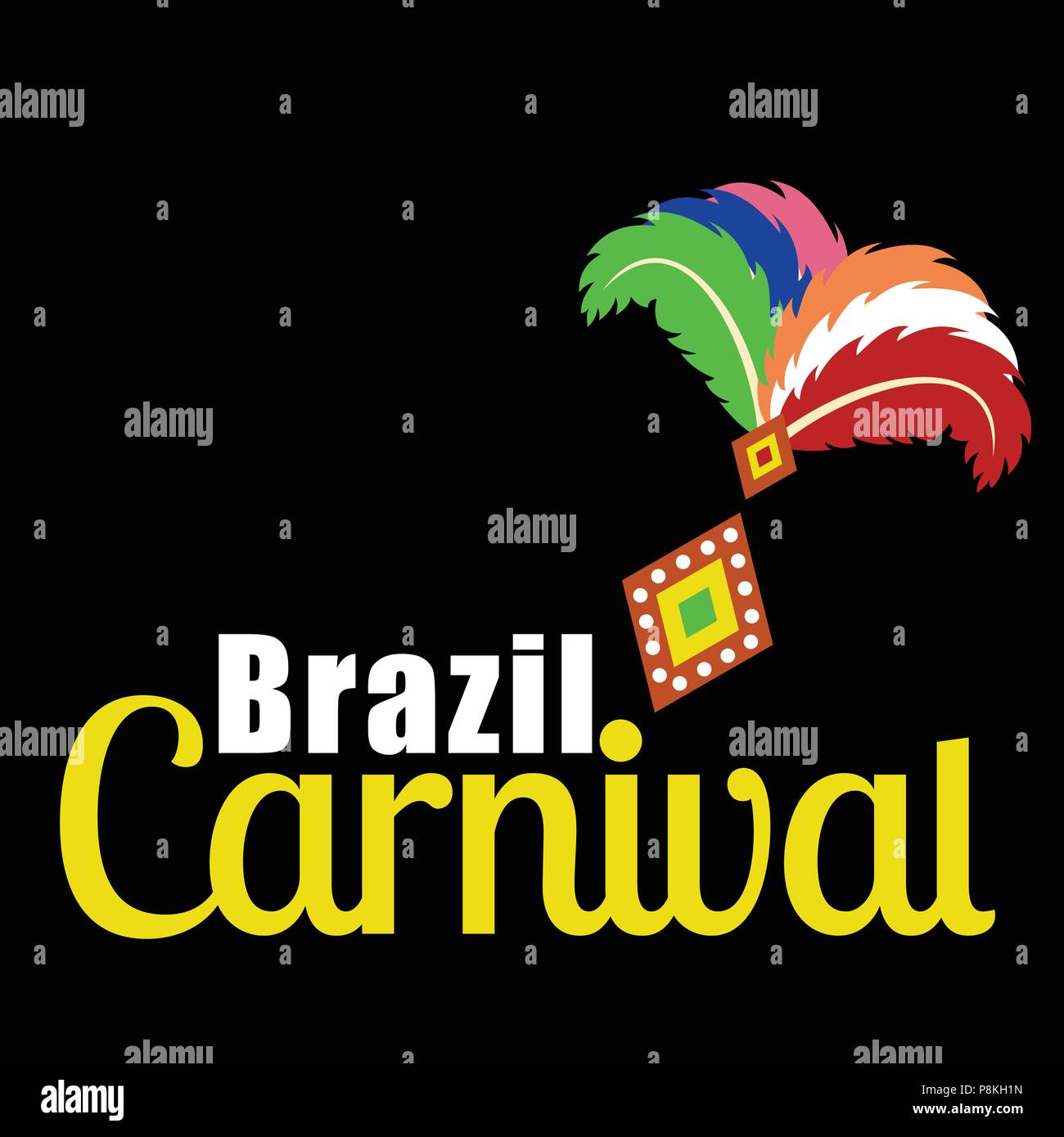 Happy Brazilian Carnival Day. carnival typography with feathers on ...