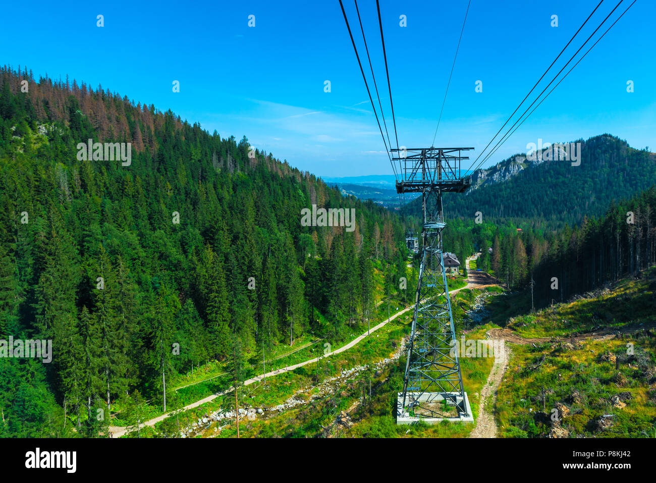 descent from the mountain in the funicular, shooting a beautiful ...