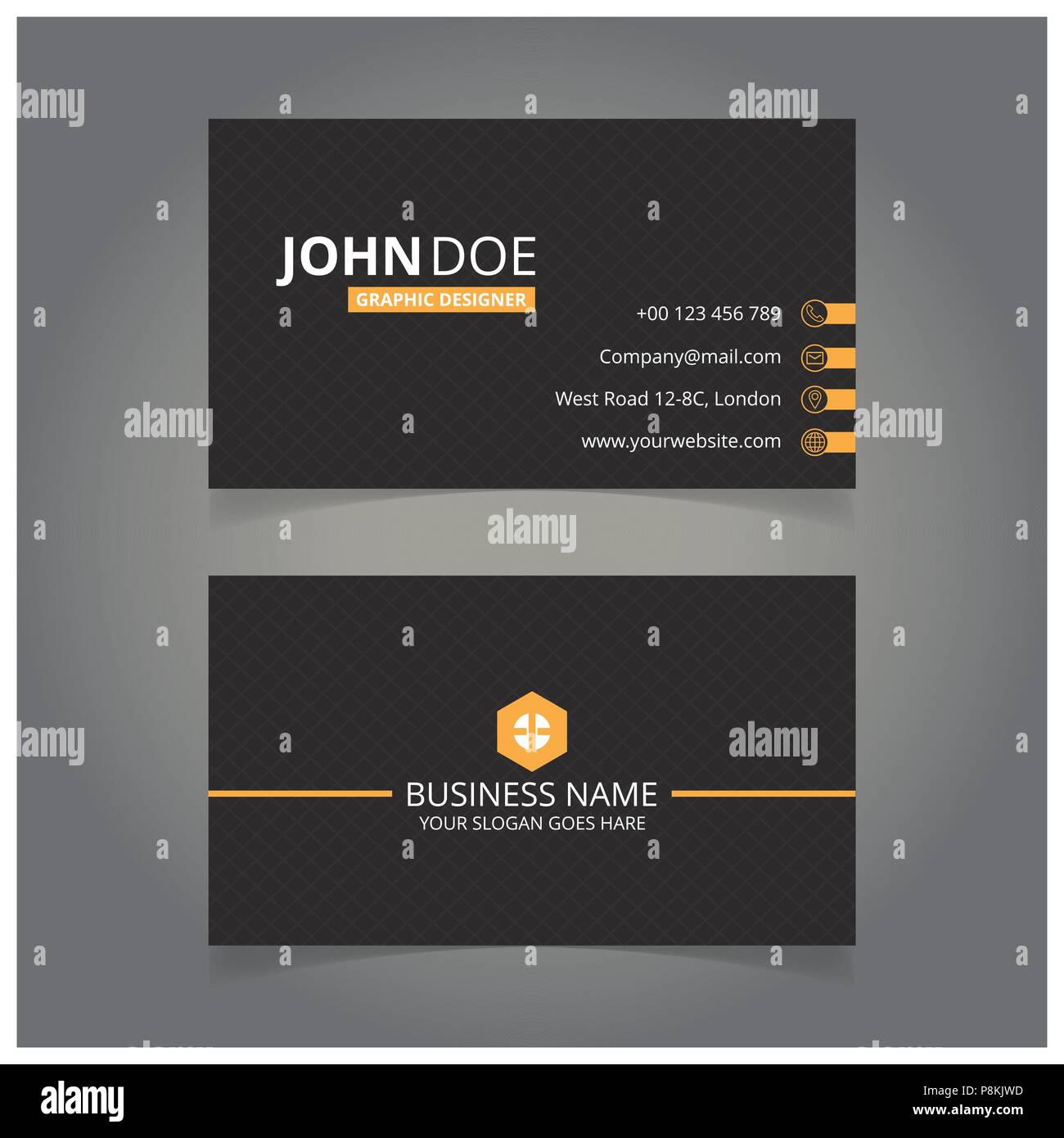 Yellow And Black Business Card For Web Design And Application