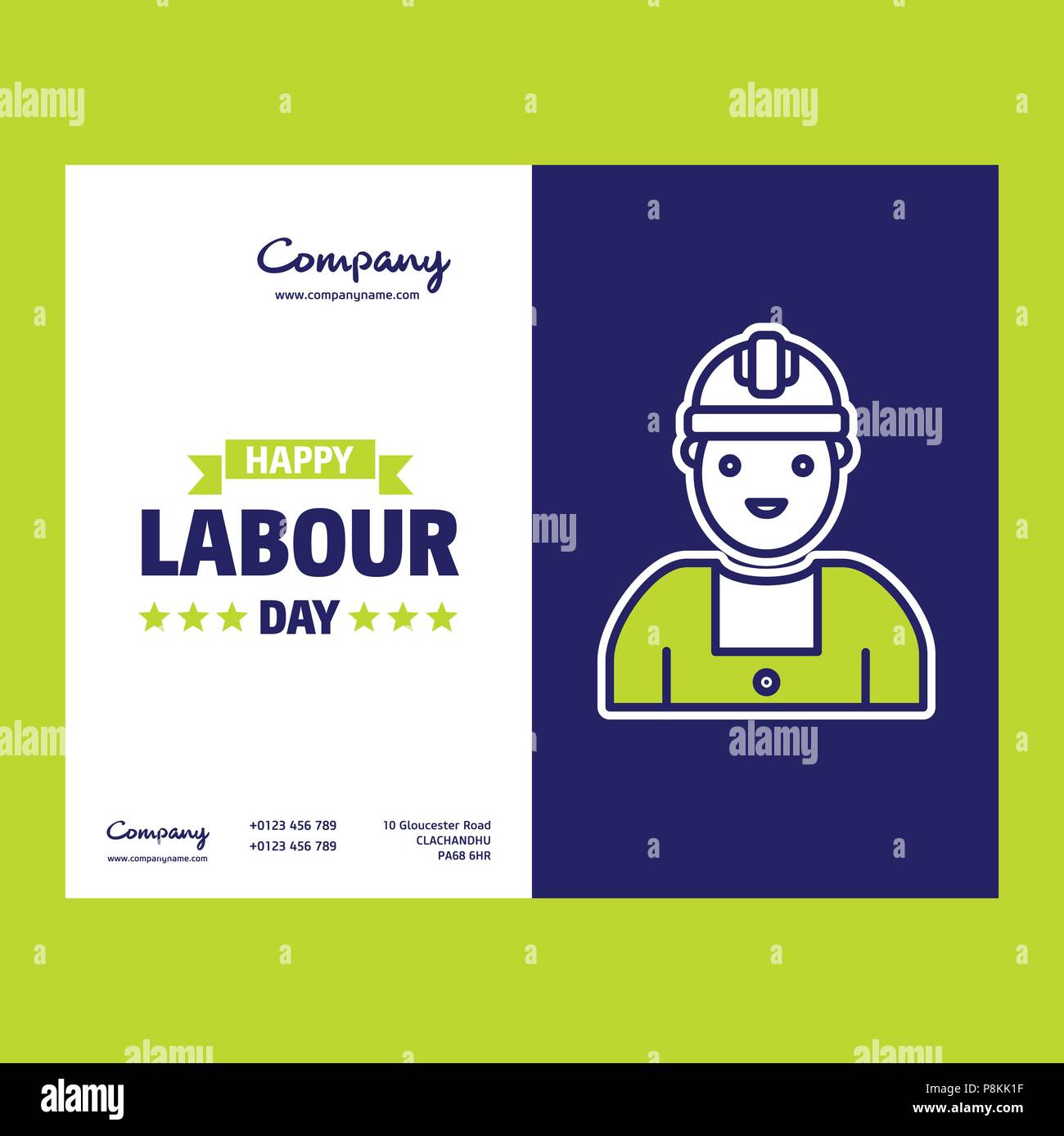 Happy Labour day design with green and blue theme vector with labours ...