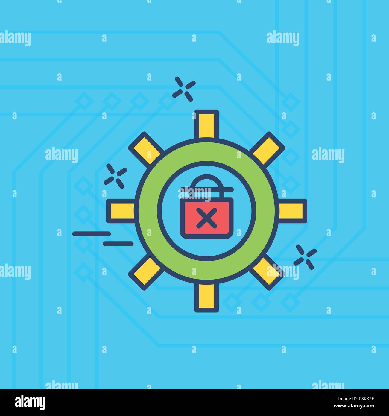 Internet security colored icons with blue background. For web design ...