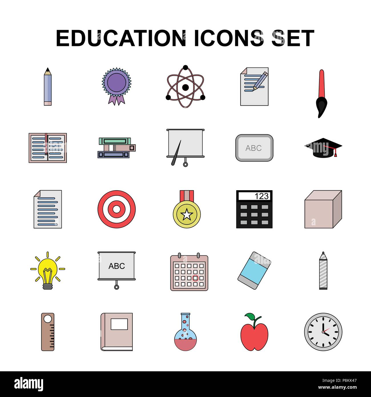Education icon set vector. For web design and application interface ...