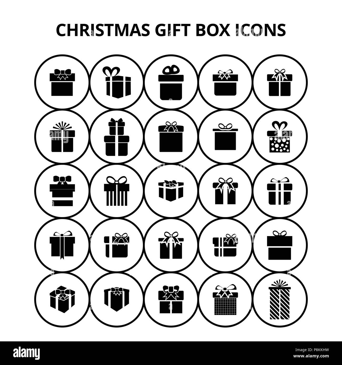 Christmas Gift Box Icons. For web design and application interface ...