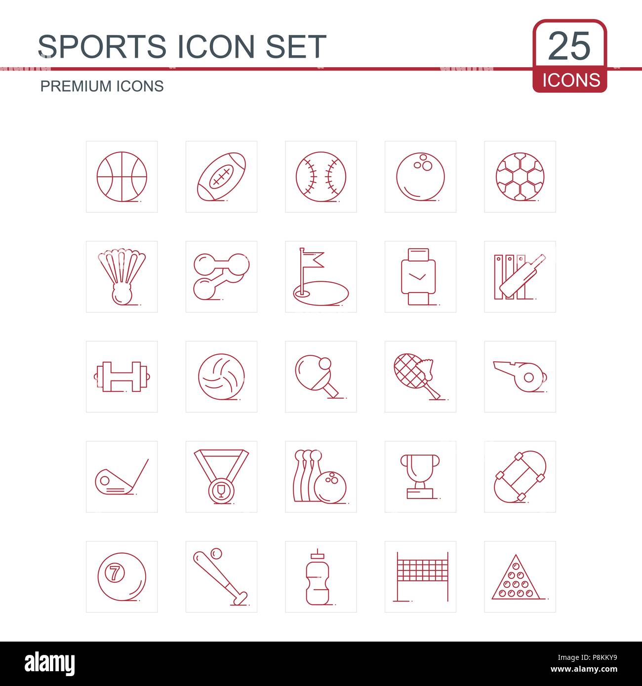 Sports icons set. For web design and application interface, also useful ...