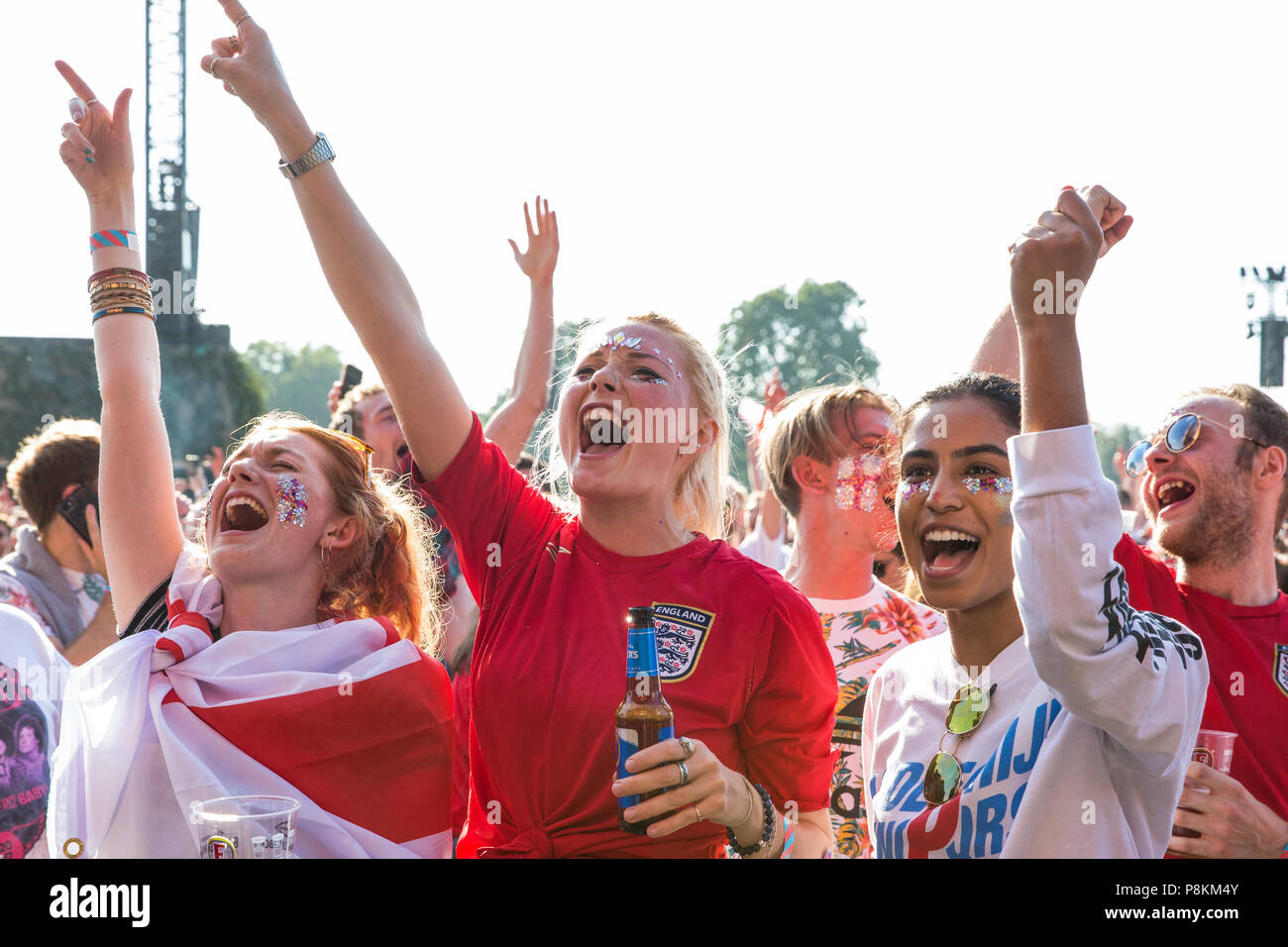 London, UK. 11th July, 2018. 30,000 England fans sing along to the ...
