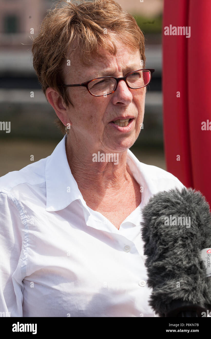 London, UK. 12th July, 2018. Kate Allen, Director of Amnesty UK, is ...