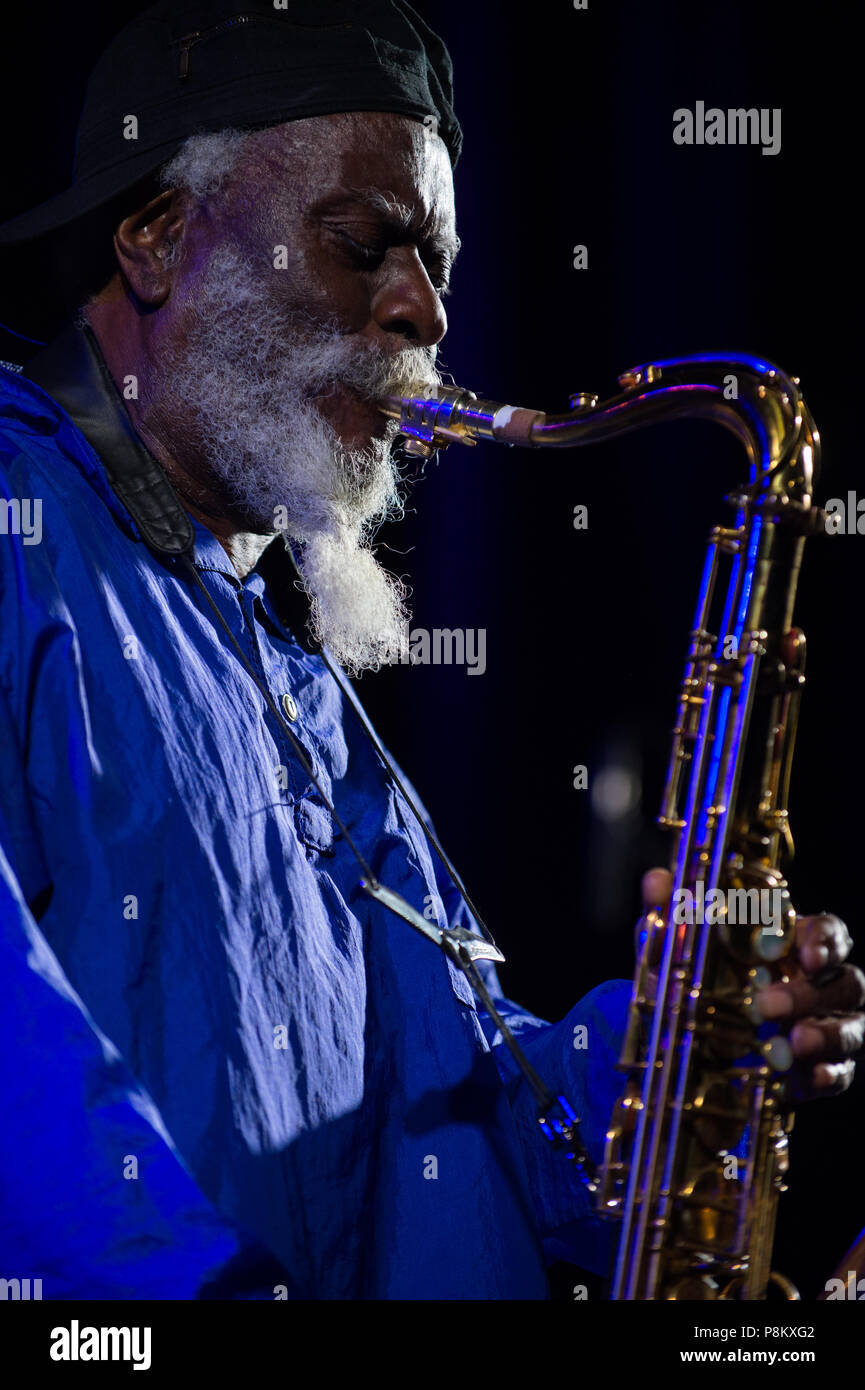 Krakow, Poland. 12th July, 2018. American jazz saxophonist, Pharoah ...