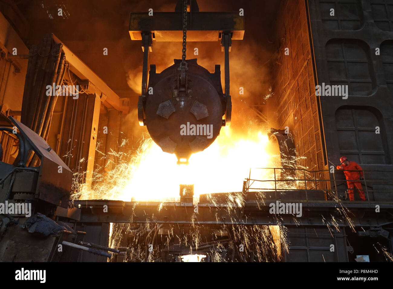 July 13, 2018 - Dalian, Dalian, China - Dalian, CHINA-A steel making ...