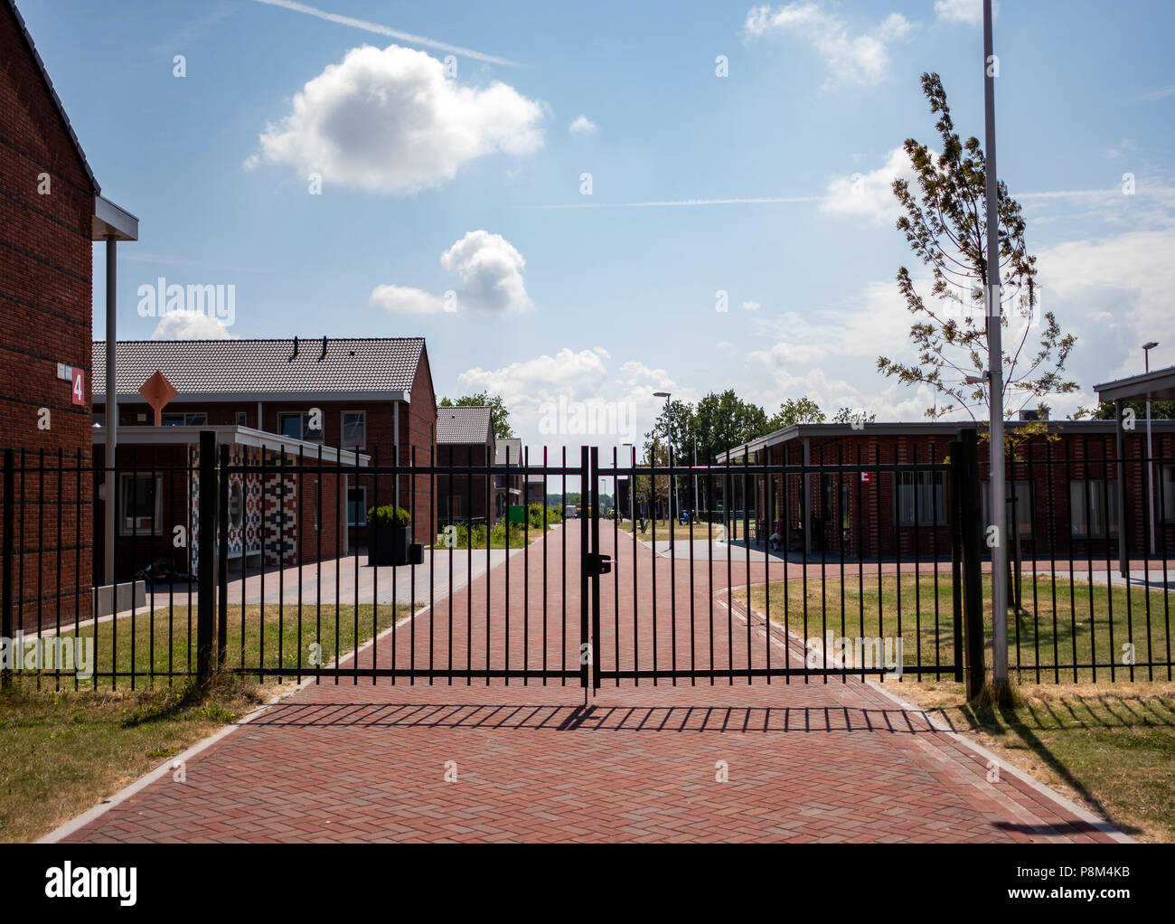 12 July 2018, Netherlands, Ter Apel: A closed gate separating two area ...