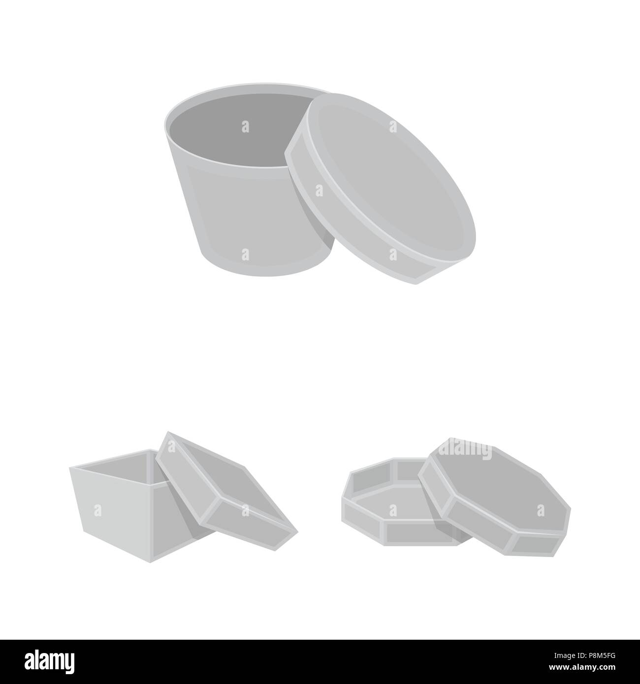 Different boxes monochrome icons in set collection for design.Packing ...
