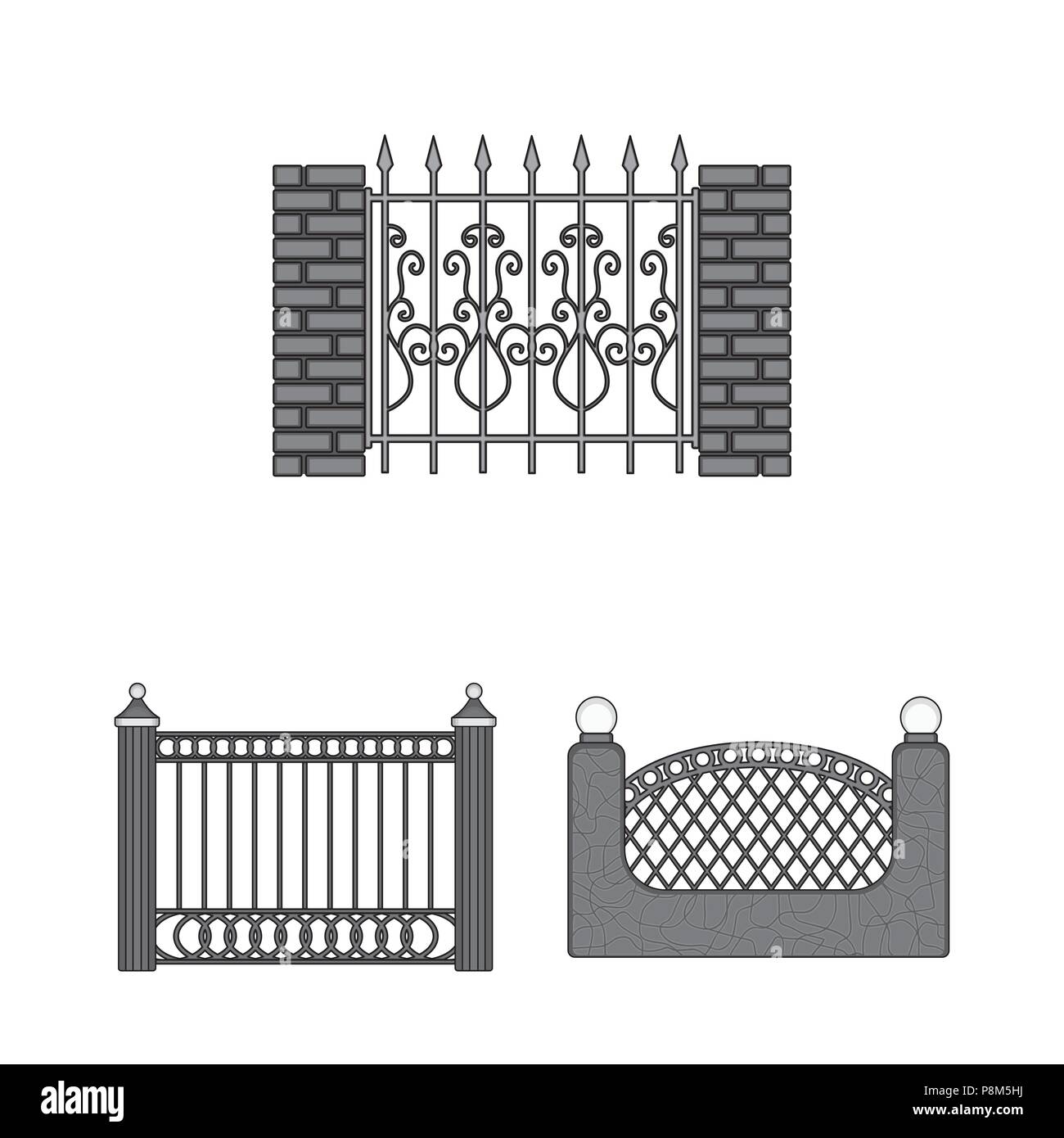 Different fence monochrome icons in set collection for design ...