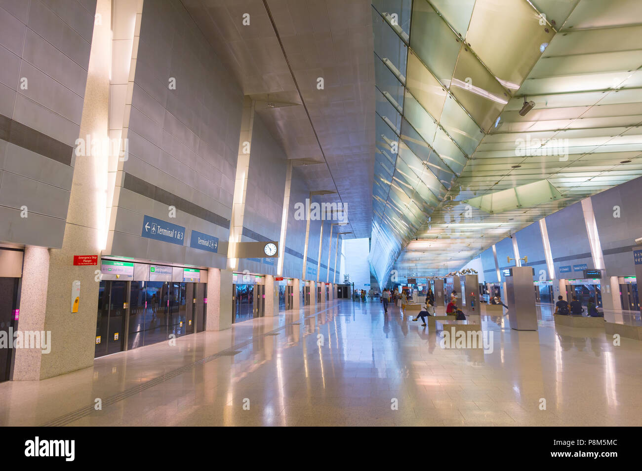 Metro train station at Changi airport. Singapore Stock Photo - Alamy