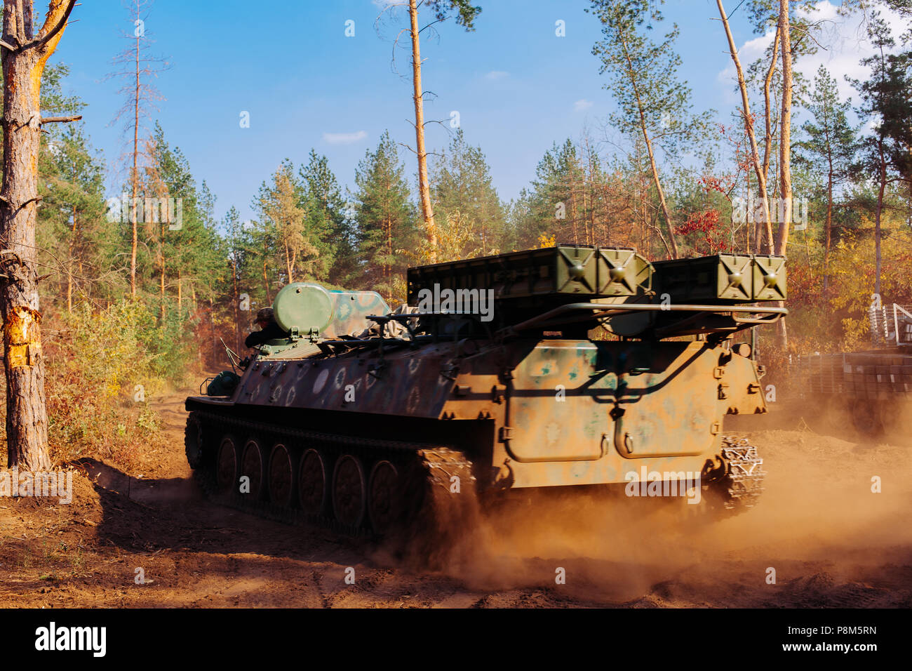 real battle tanks disguised in the trenches Donbass Ukraine Stock Photo ...