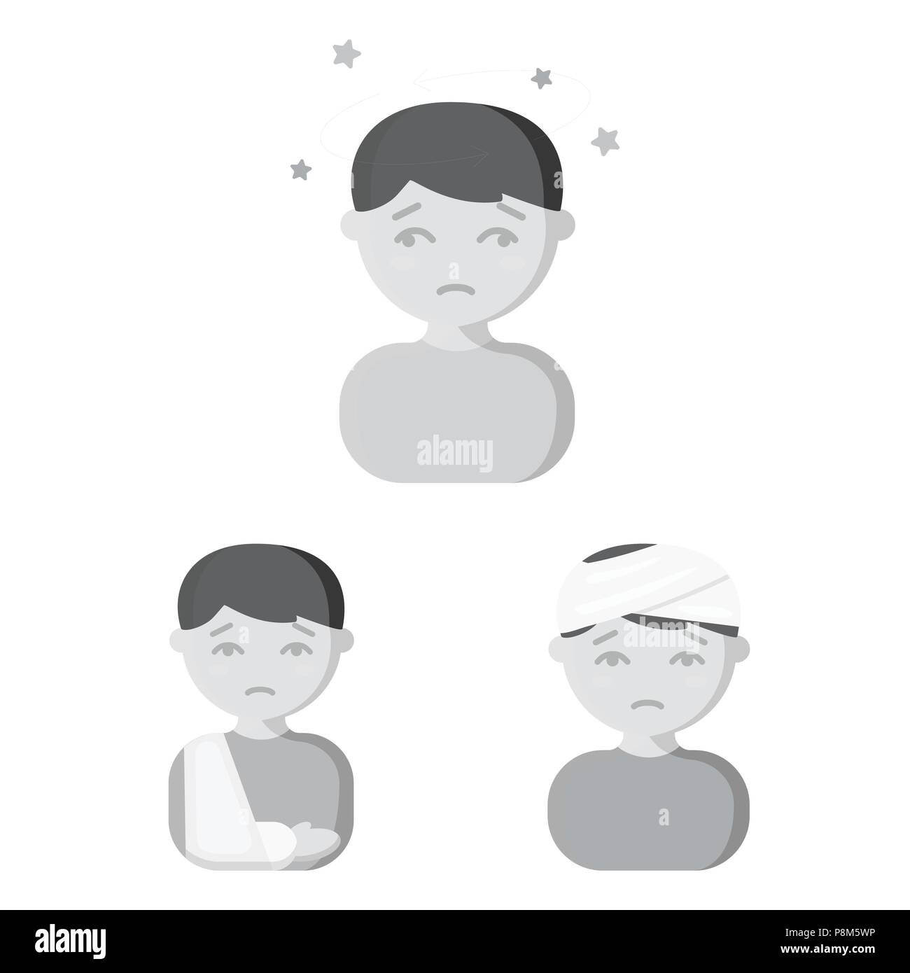 The sick man monochrome icons in set collection for design.Illness and ...