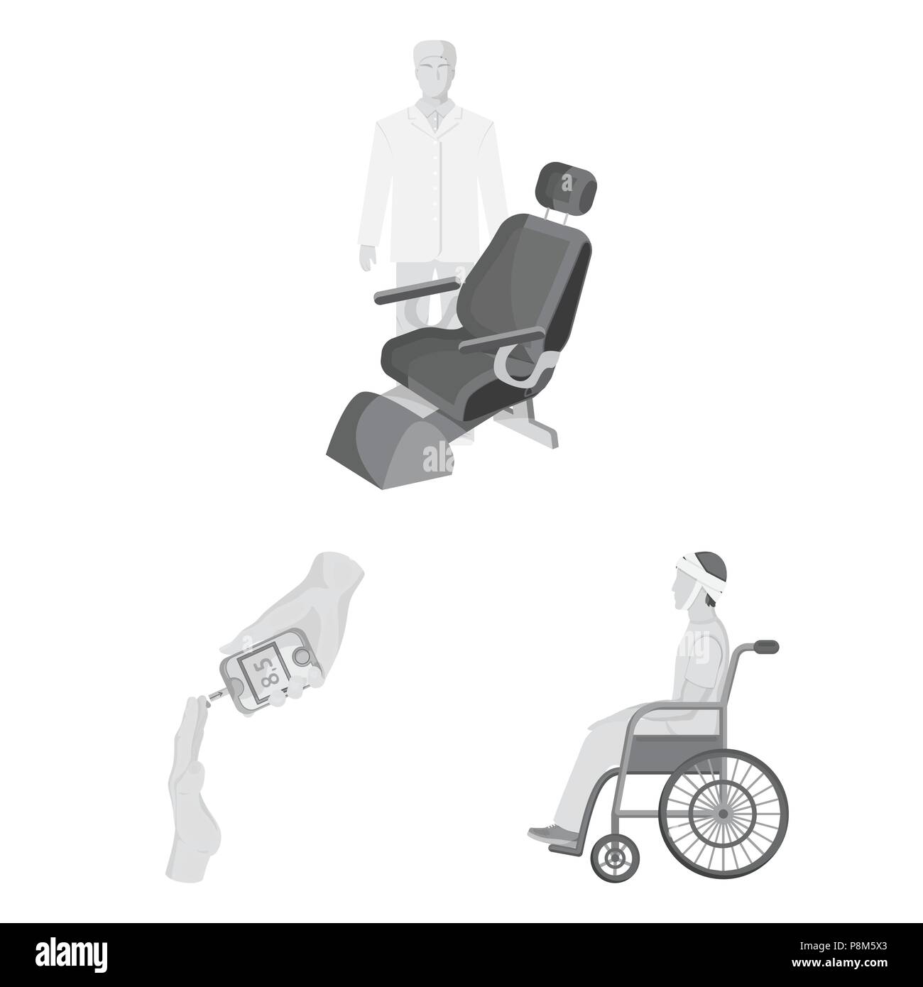 Medicine and treatment monochrome icons in set collection for design ...