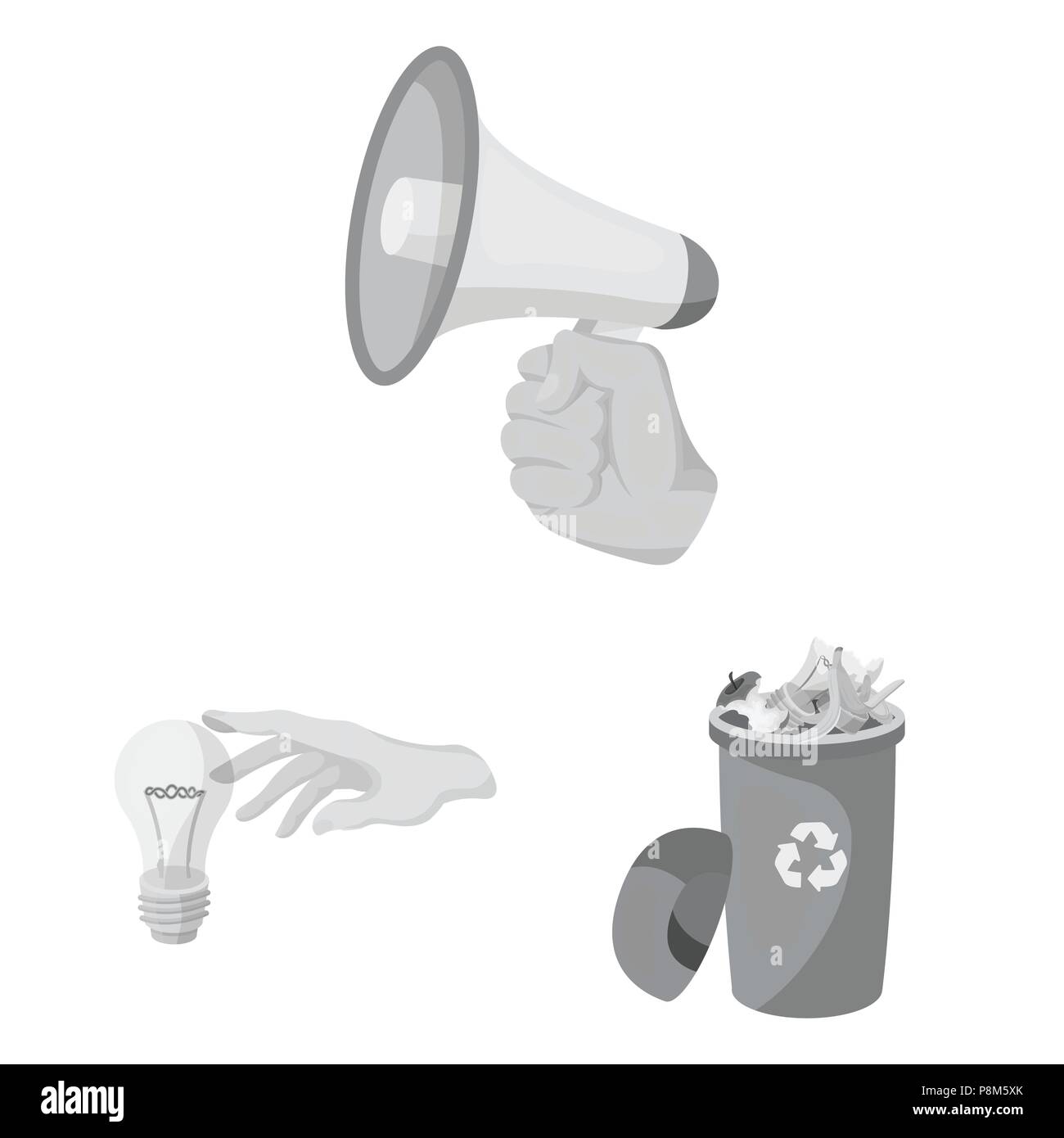 Manipulation by hands monochrome icons in set collection for design ...