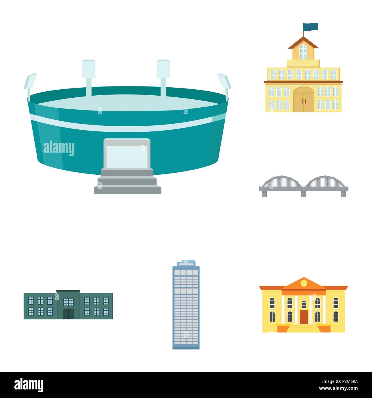 Building and architecture cartoon icons in set collection for design ...