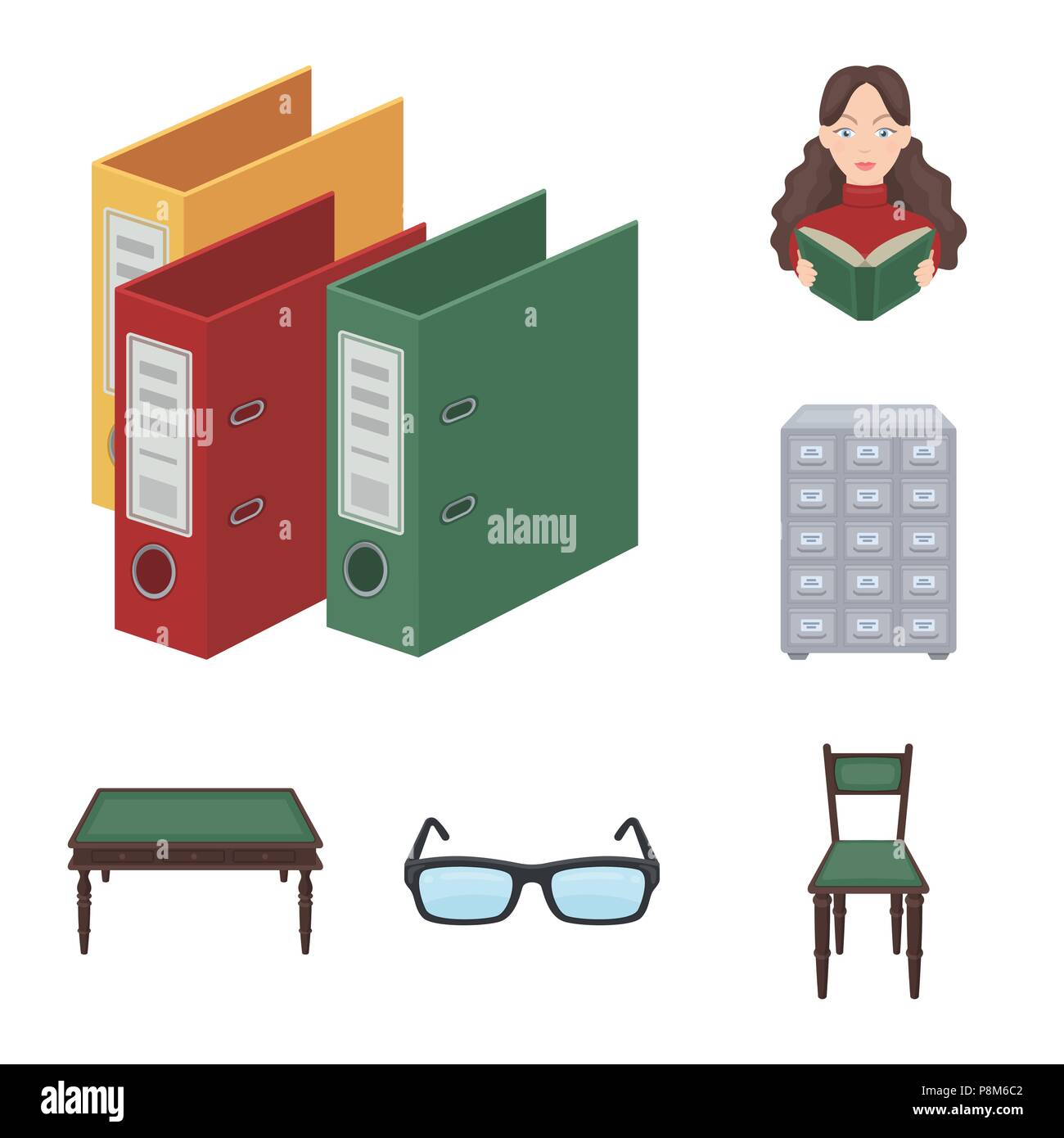 Library and bookstore cartoon icons in set collection for design. Books ...