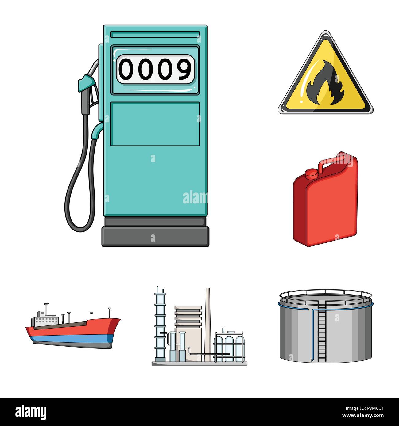 Oil industry cartoon icons in set collection for design. Equipment and ...