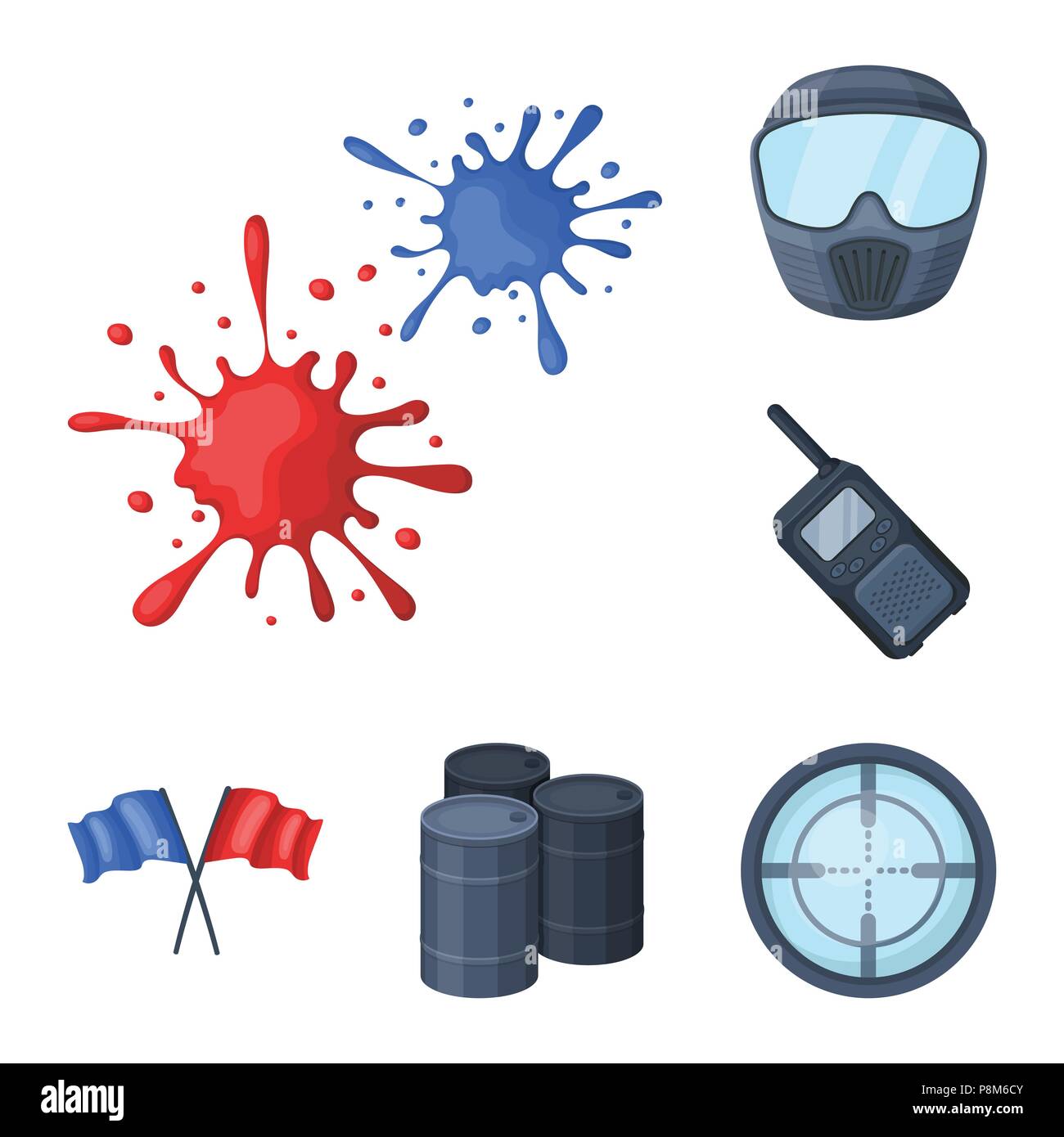 Paintball, team game cartoon icons in set collection for design ...