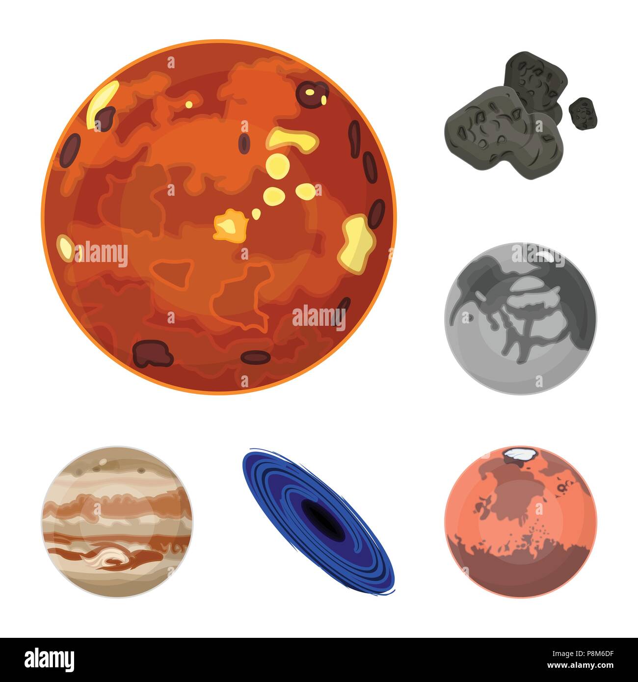 Planets of the solar system cartoon icons in set collection for design ...