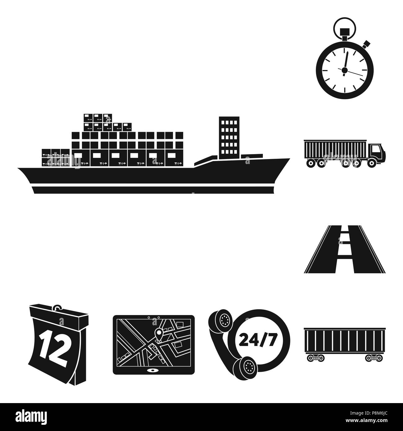 Logistics service black icons in set collection for design. Logistics ...