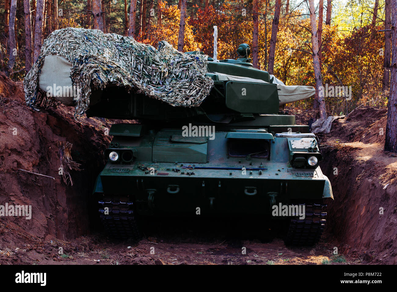 real battle tanks disguised in the trenches Donbass Ukraine Stock Photo ...