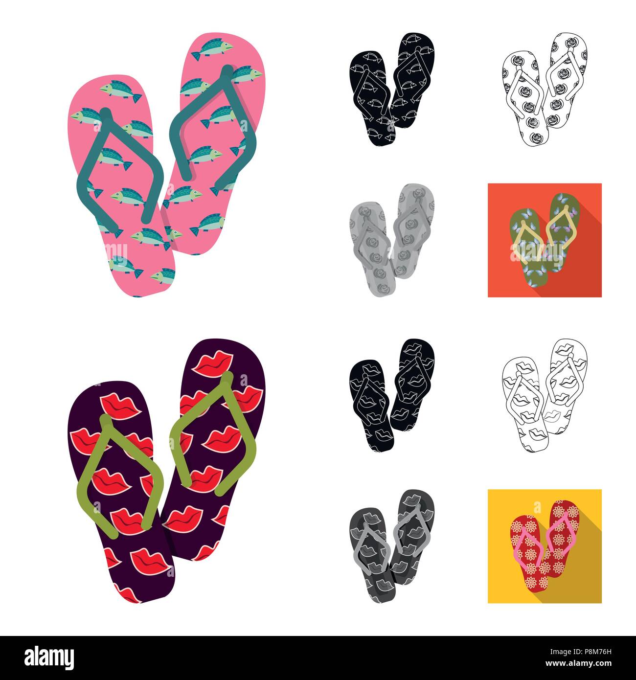 Flip-flops cartoon,black,flat,monochrome,outline icons in set ...