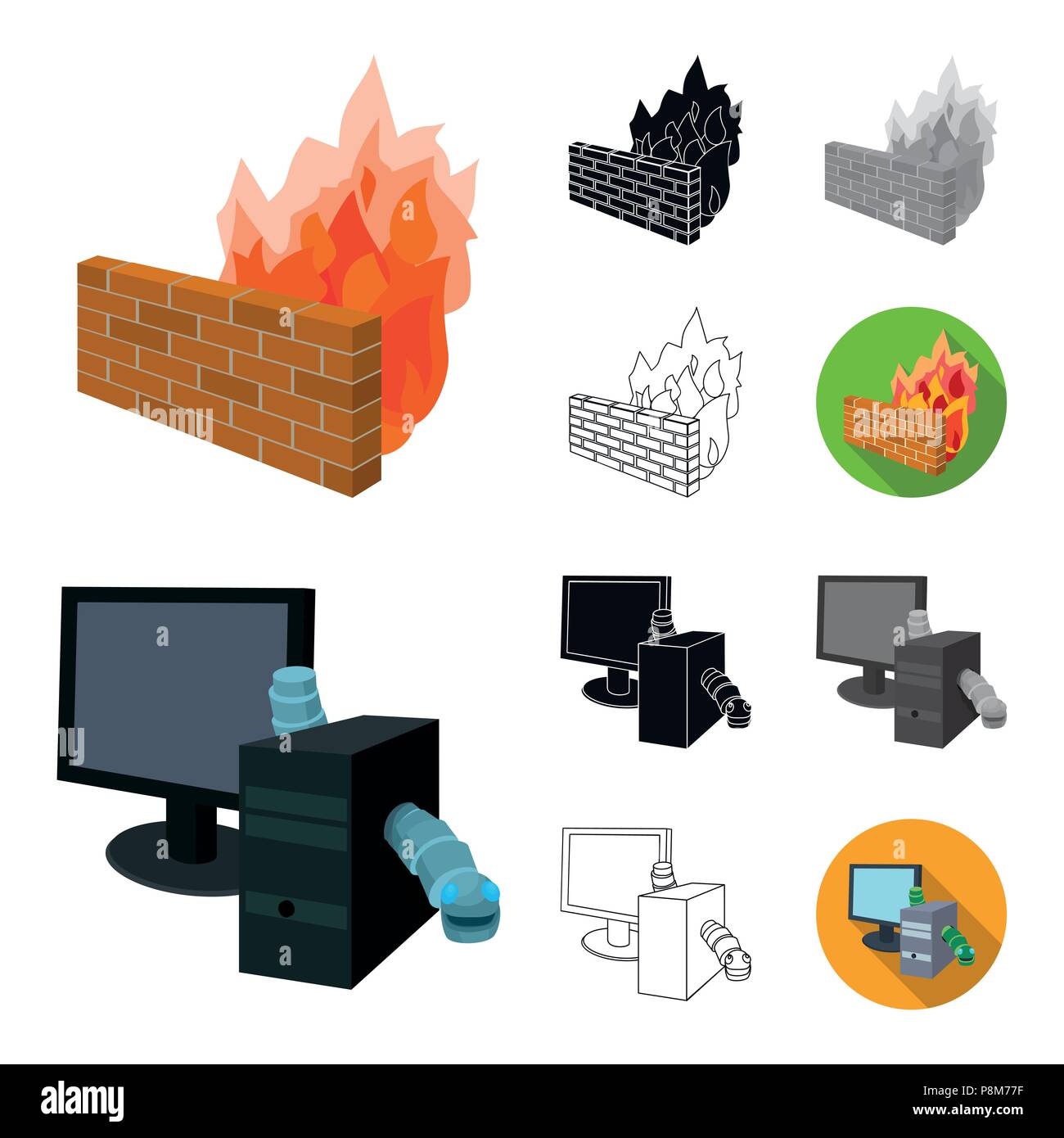 Hacker and hacking cartoon,black,flat,monochrome,outline icons in set collection for design ...