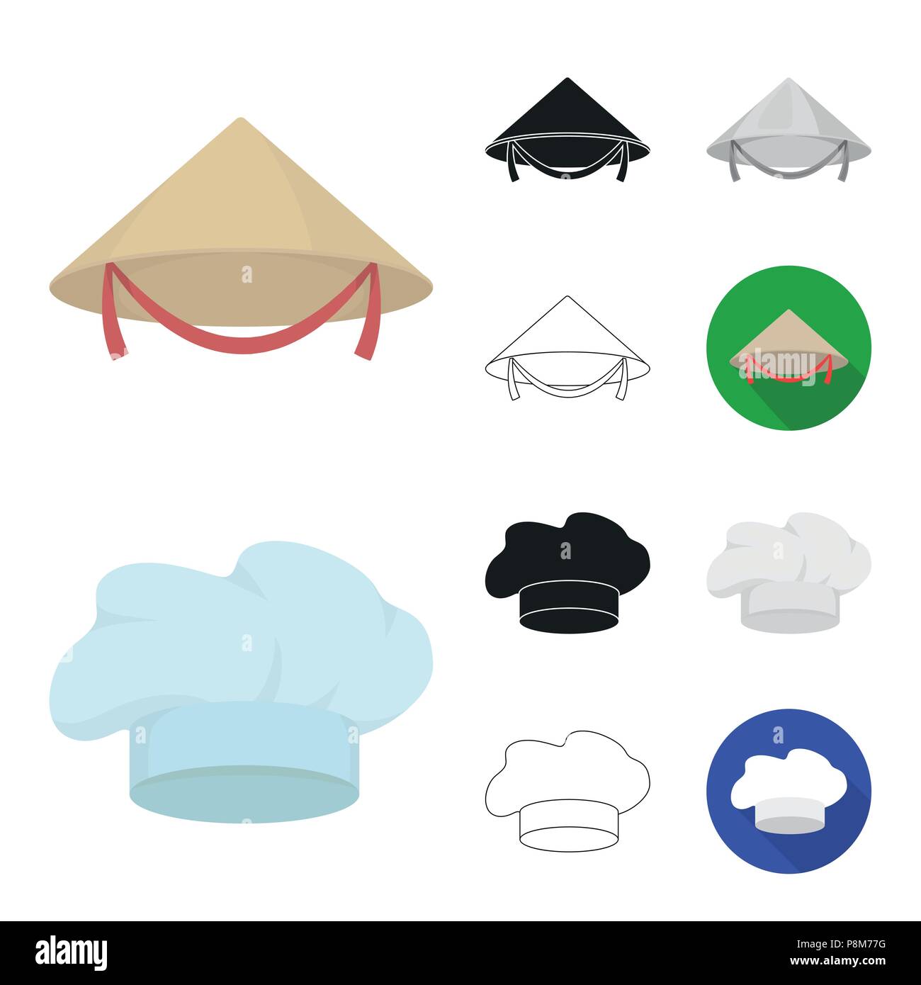 Different kinds of hats cartoon,black,flat,monochrome,outline icons in ...