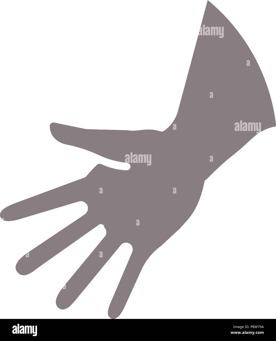 Friendly hand gesture. Minimalistic styling, gray color logo template ...