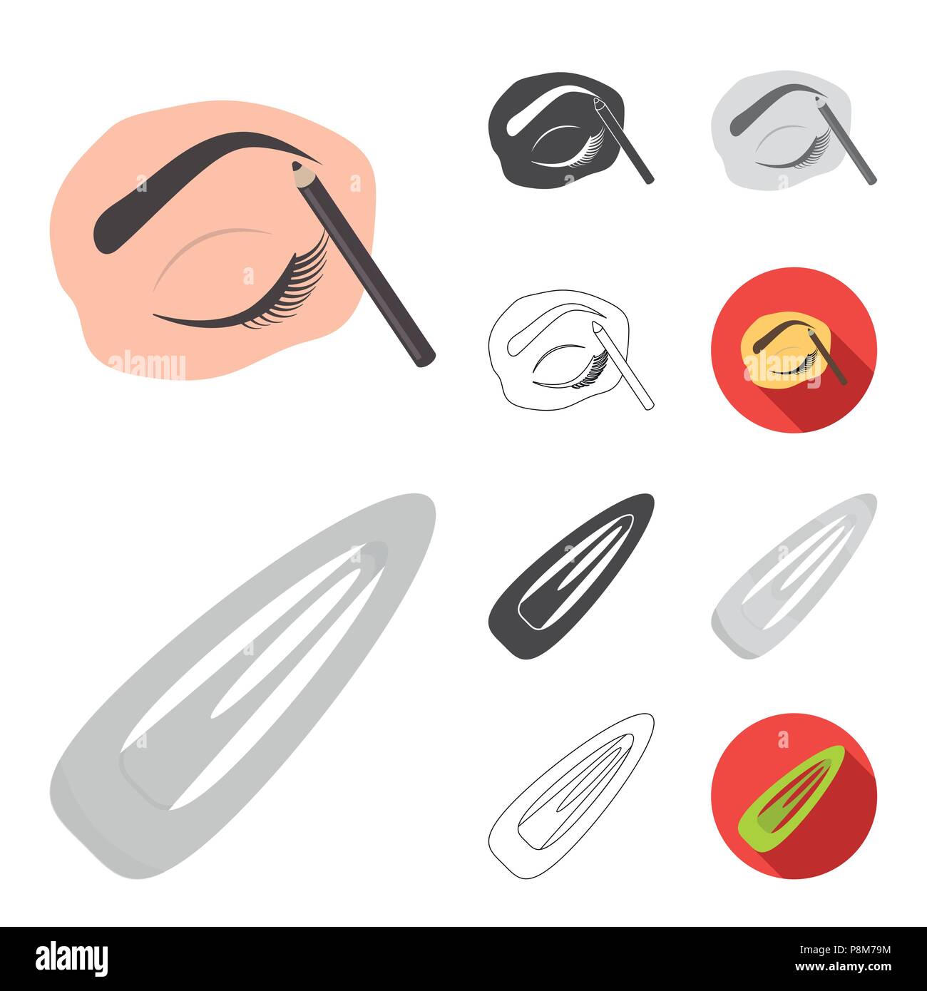 Makeup and cosmetics cartoon,black,flat,monochrome,outline icons in set ...