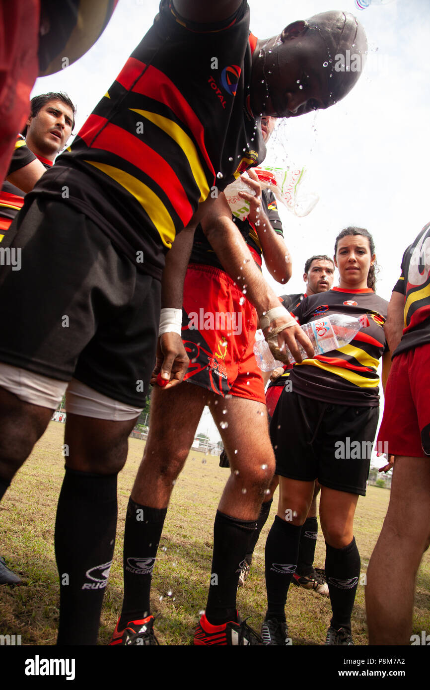 POINTNOIRE/CONGO - 18MAY2013 - Team of amateur friends playing rugby ...